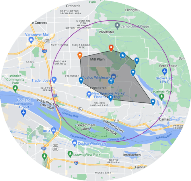 Business Service Area Maps - Techna Digital Marketing